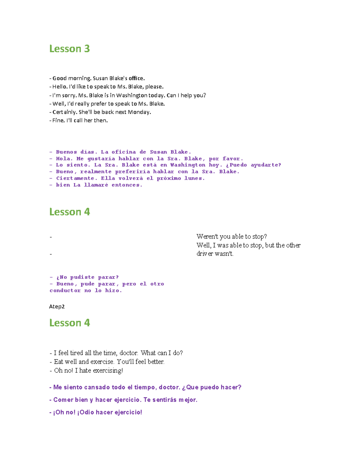 inglés 3:)))))))))))))))))))))))9 - Lesson 3 - Good morning. Susan ...