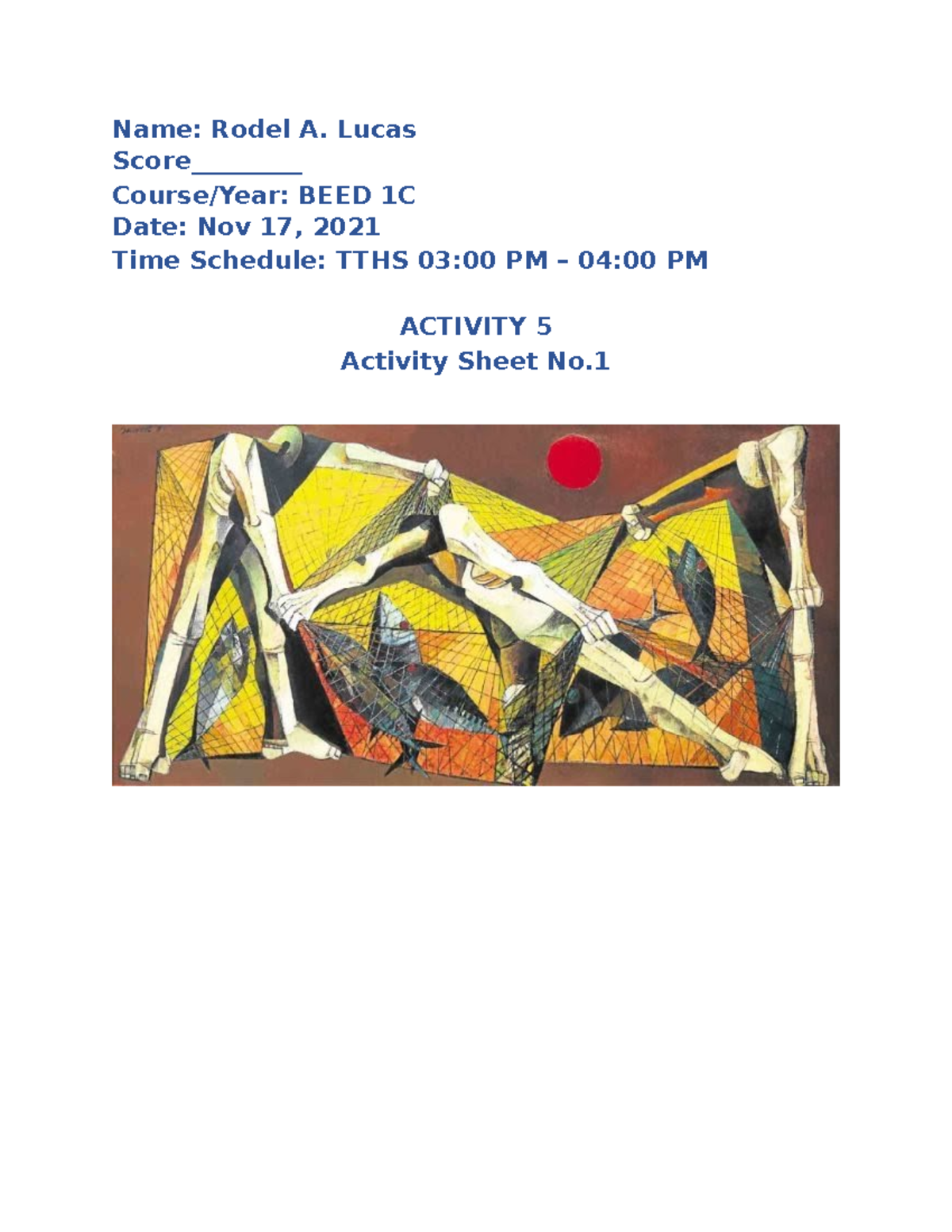 Document - it helps you to guide - Name: Rodel A. Lucas Score ...