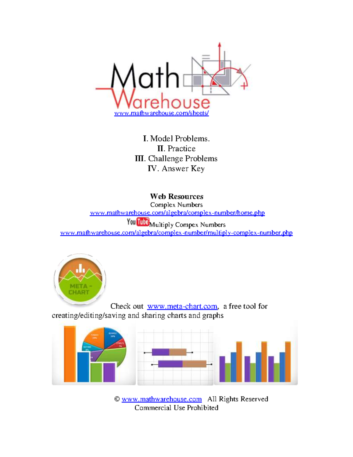 Multiply complex numbers worksheet - mathwarehouse/sheets/ I. Model ...