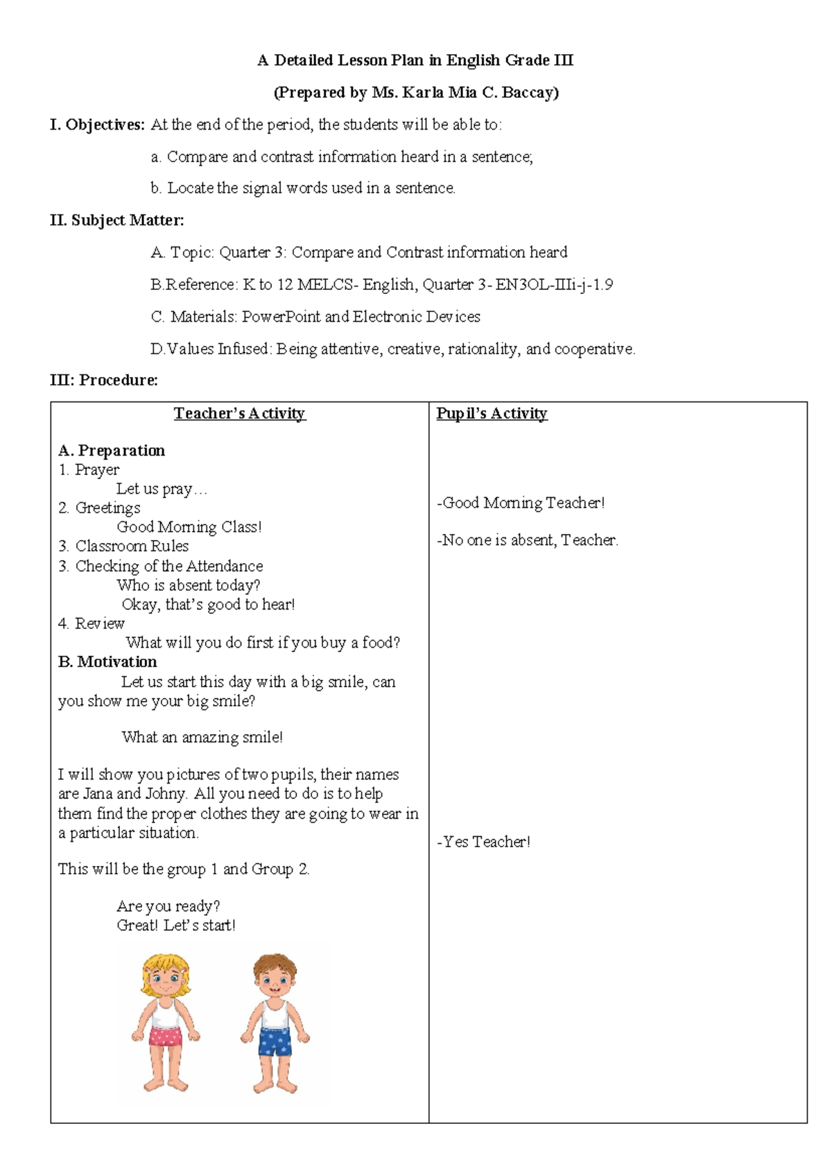 LP- 2024 - A Detailed Lesson Plan in English Grade III (Prepared by Ms ...