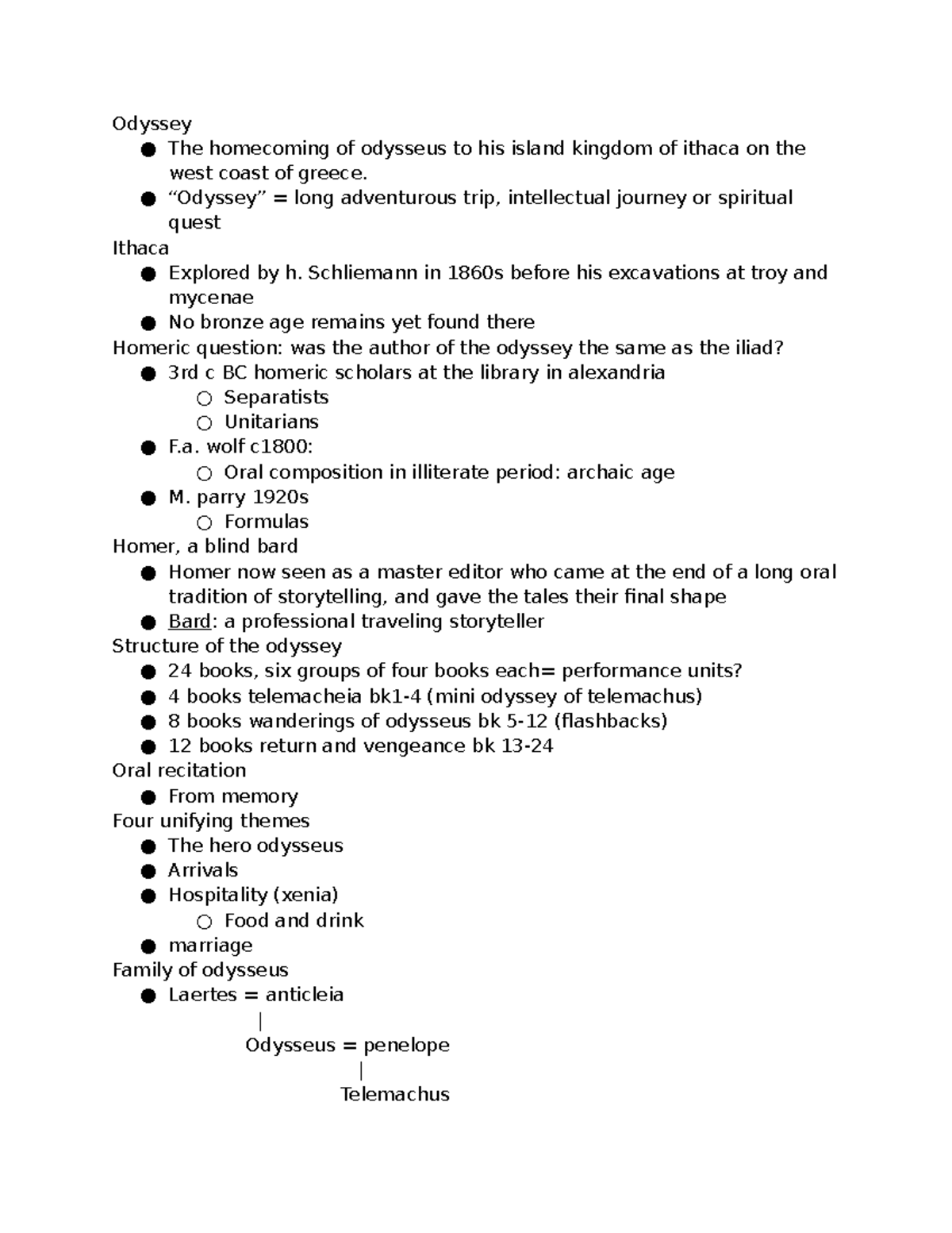 Mythology 11/15 - Lecture notes 11/15 - Odyssey The homecoming of ...