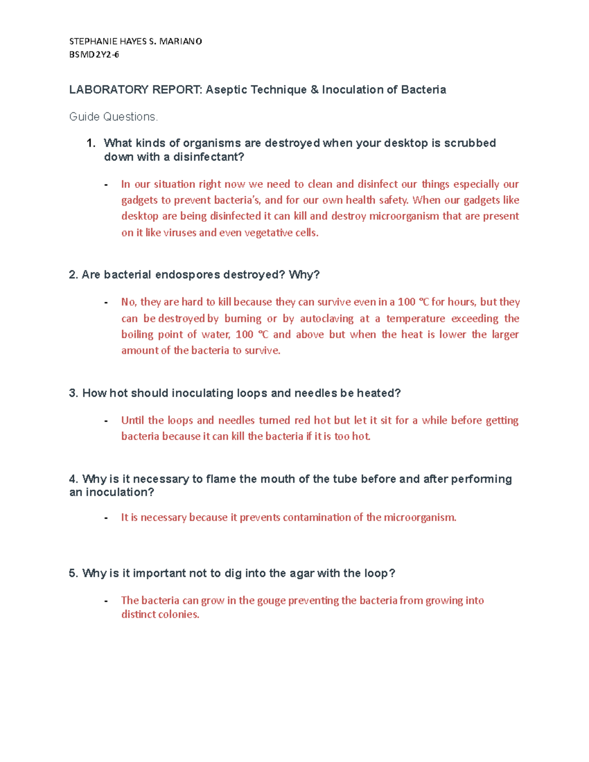 Laboratory Report - This given assignments are example of the ...