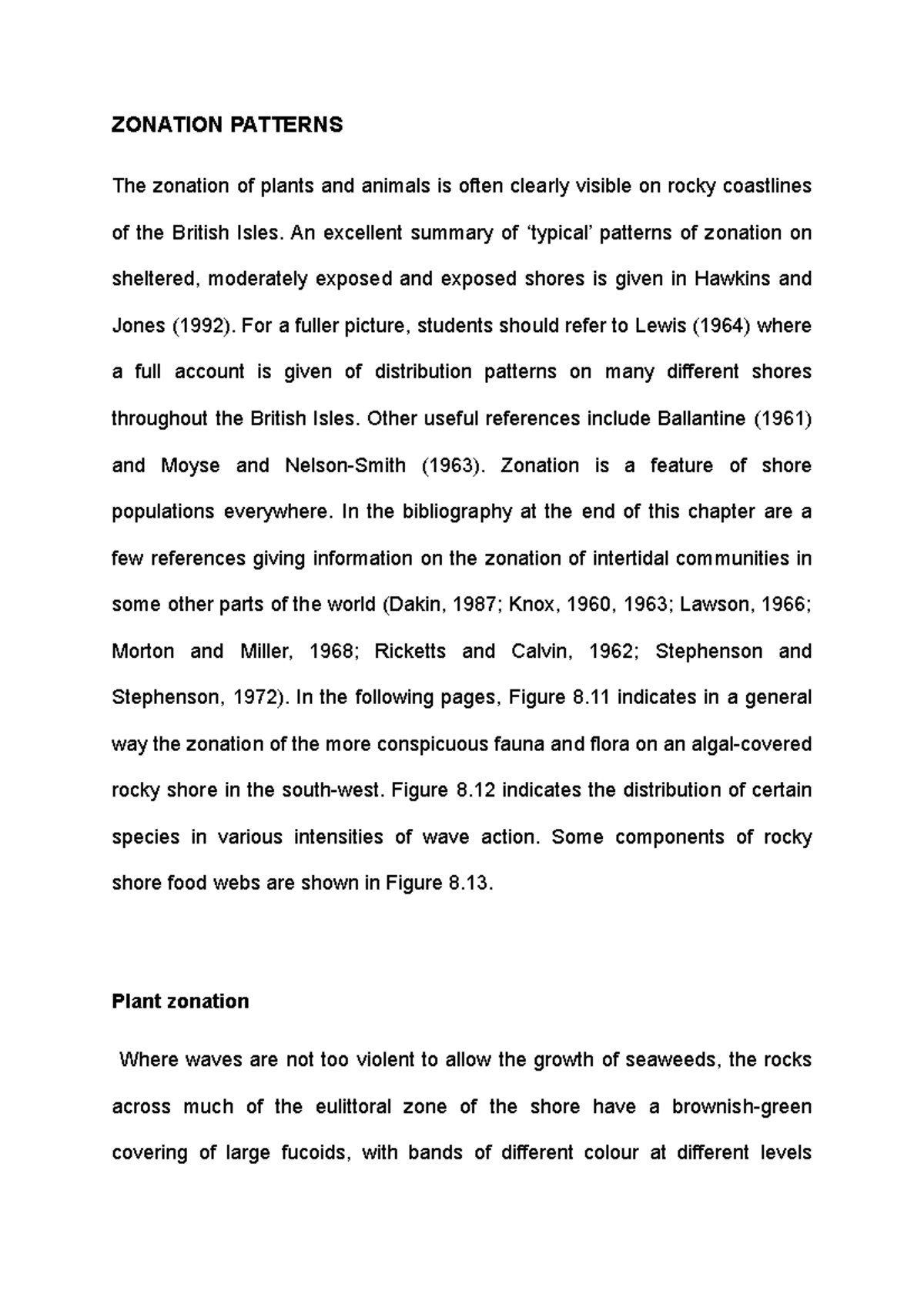 Zonation Patterns - lectures note related to marine ecology - ZONATION ...