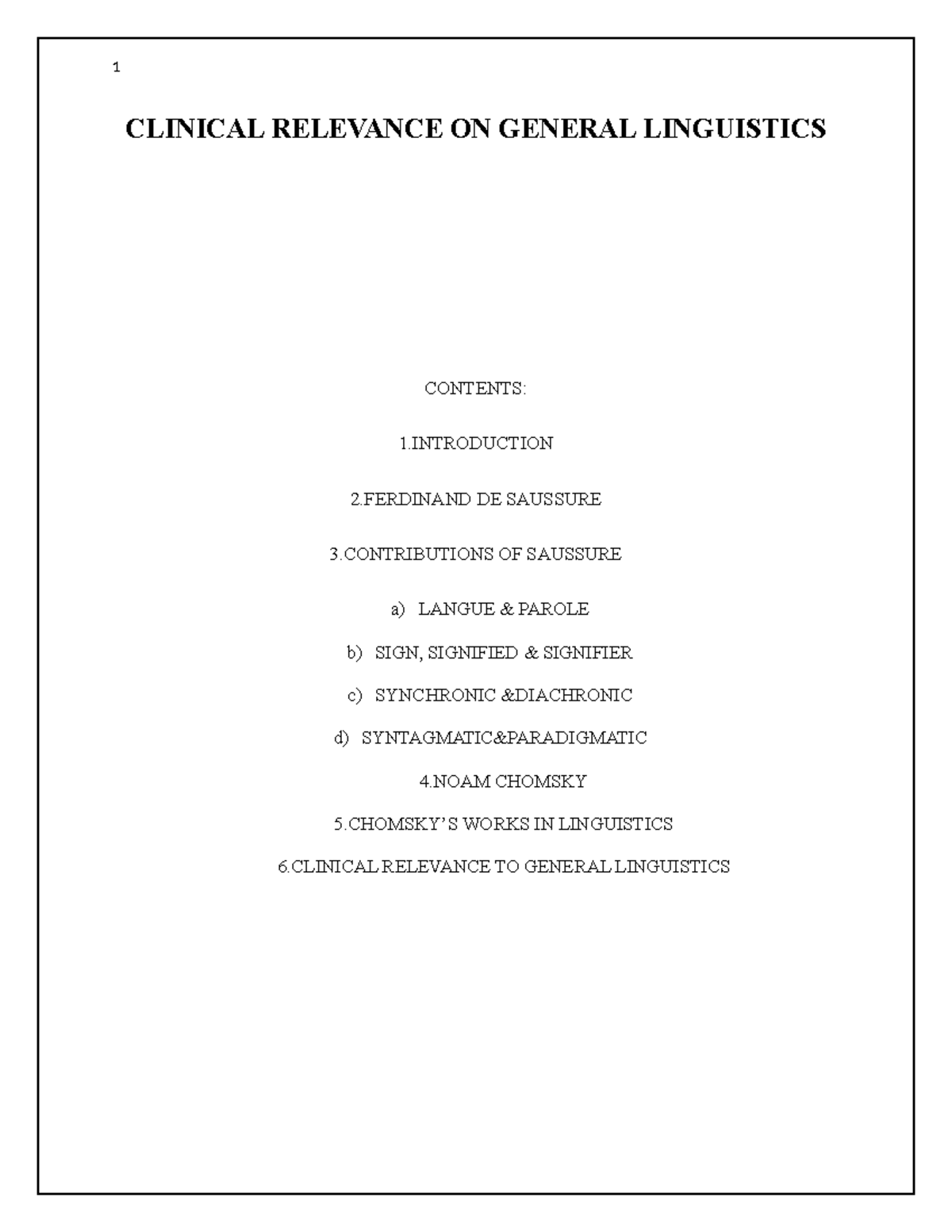 Clinical relevance draft - CLINICAL RELEVANCE ON GENERAL LINGUISTICS ...