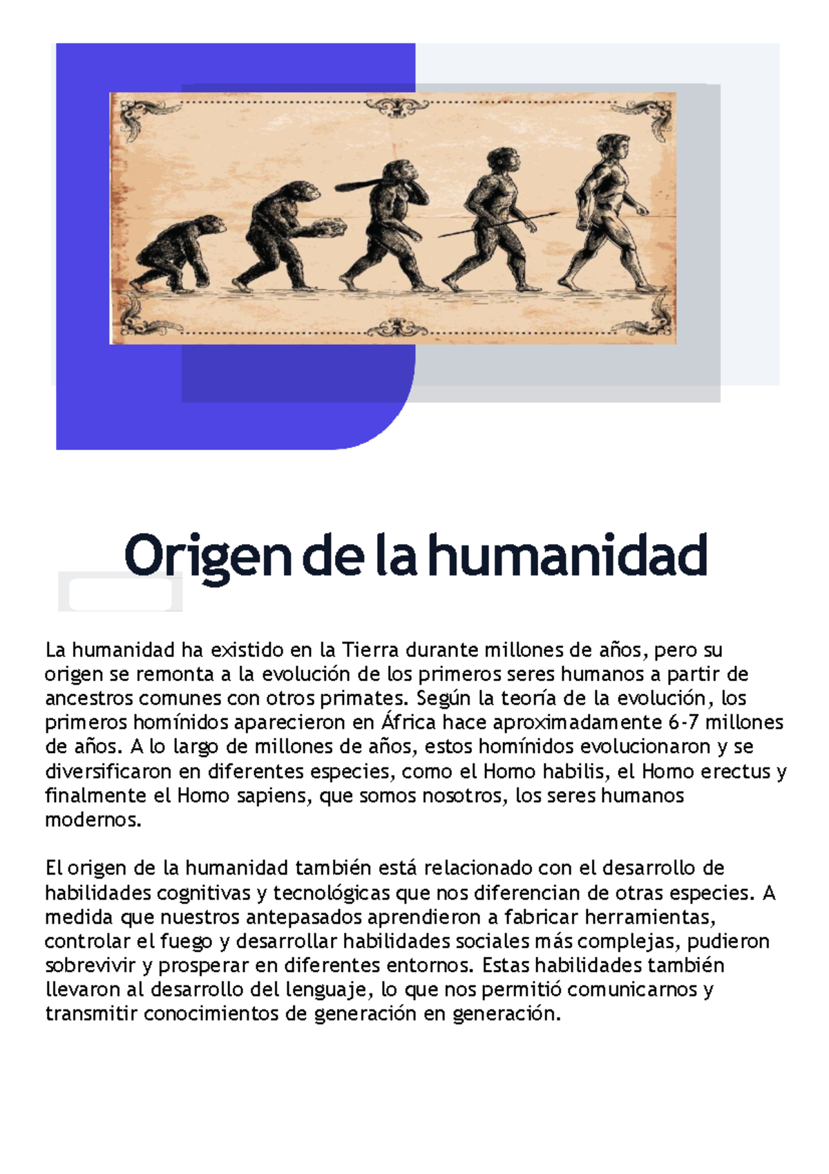 Origen de la humanidad - Según la teoría de la evolución, los primeros ...
