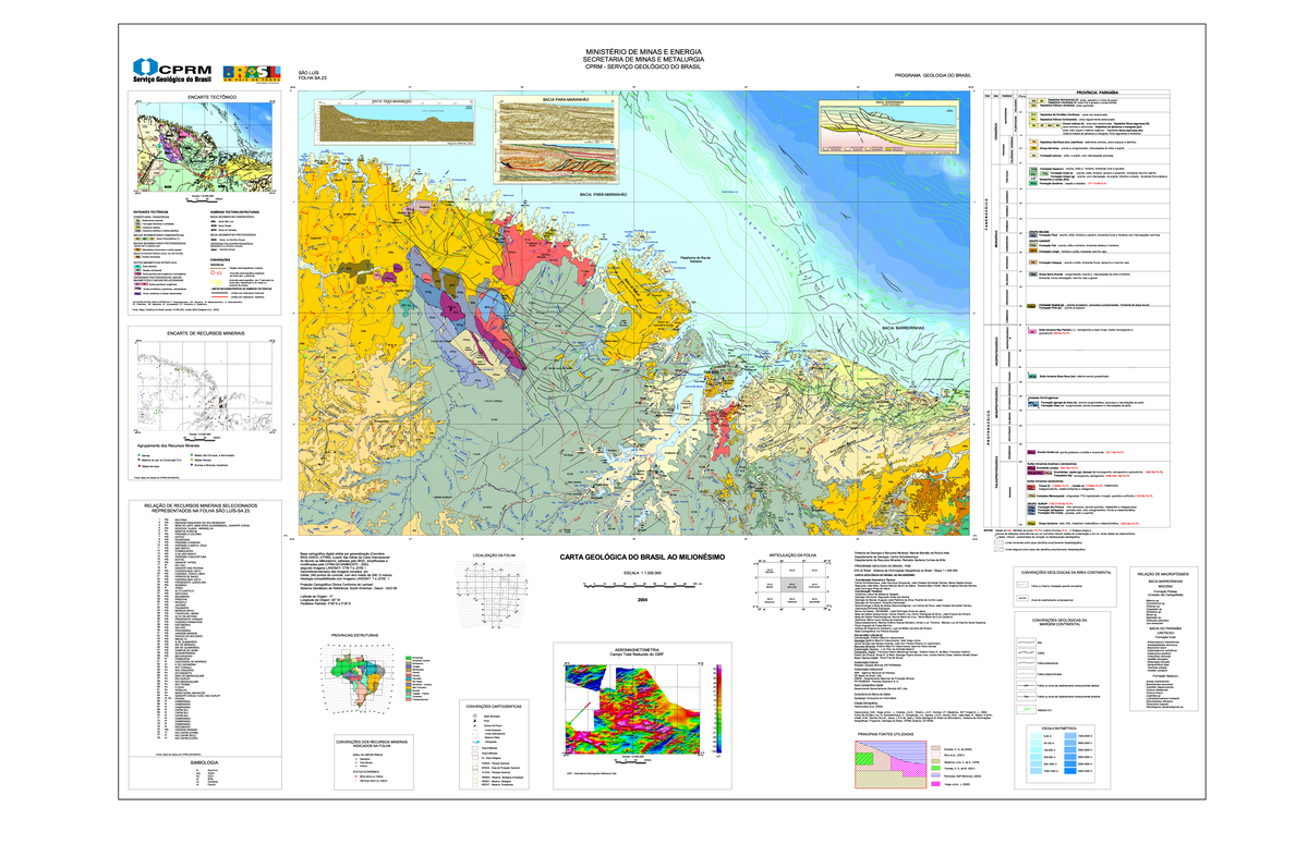 SA23 SAO LUIS - Carta Geológica Sa23 São Luis - folhelho, Ambiente luvial e lacustre ê ì ì ì ì ì ...