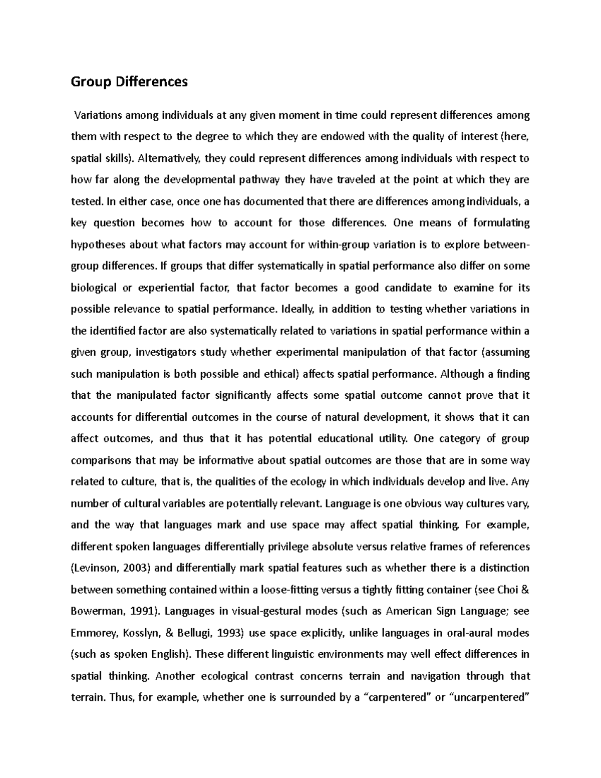 Group Differences - Group Differences Variations among individuals at ...
