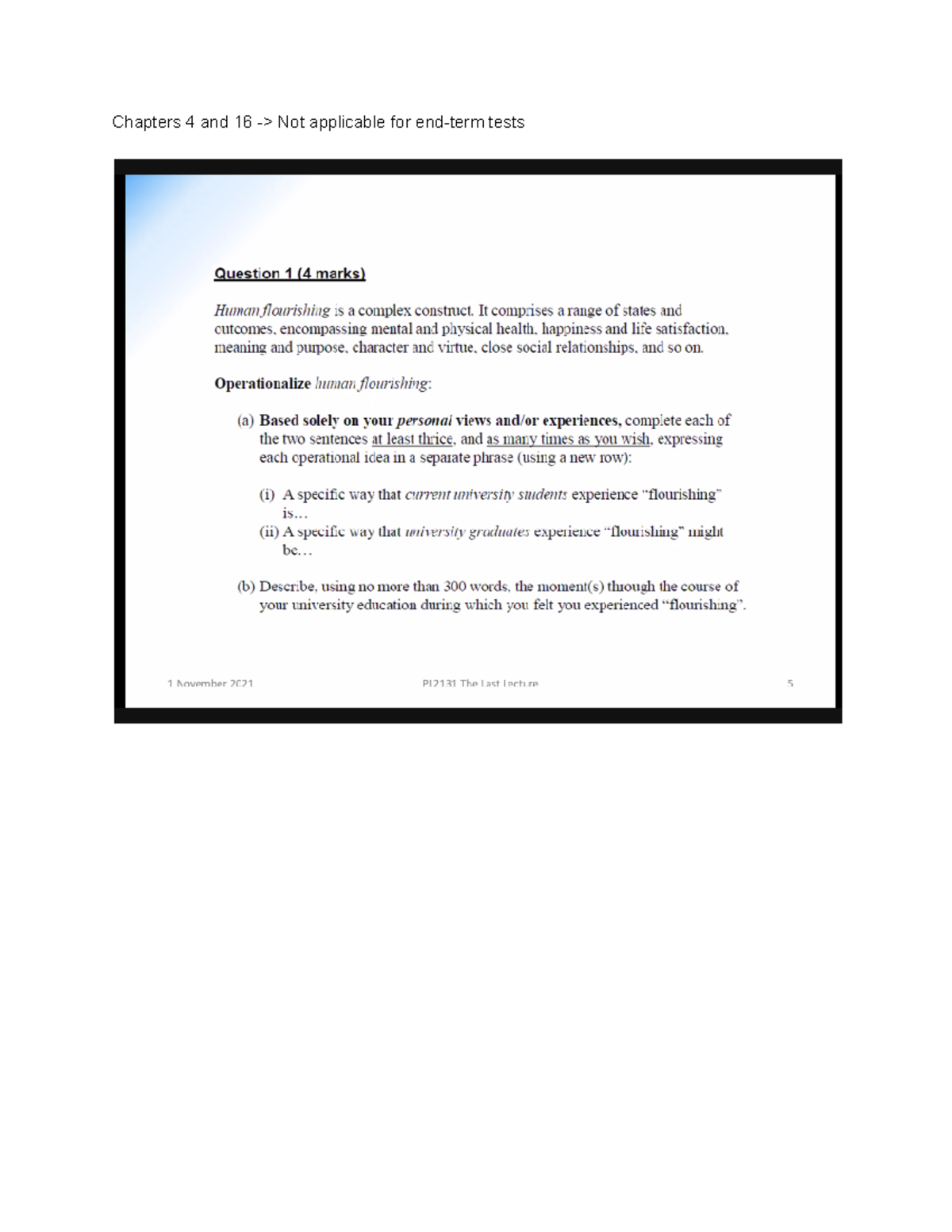 PL2131 The Last Lecture Transcript - Chapters 4 and 16 -> Not ...