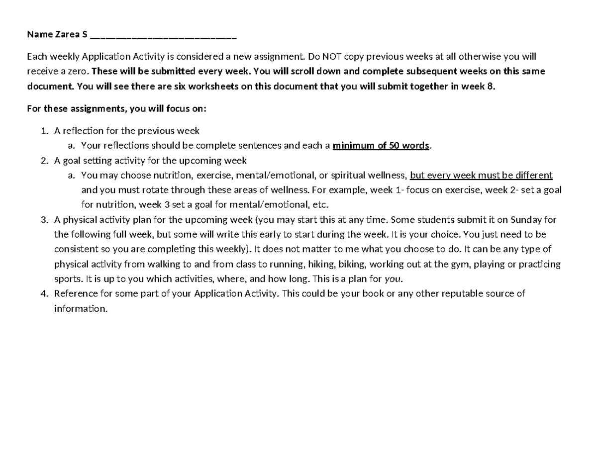 Application Activity Worksheets 10-31-22 - Name Zarea S ...