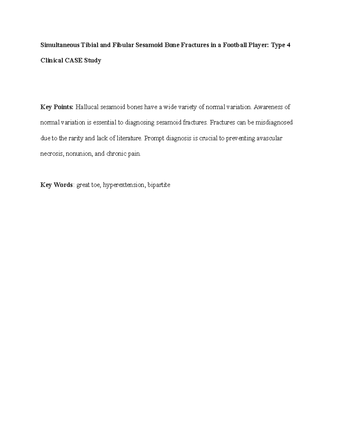 Case Report sd - Level 4 case study on simultaneous sesamoid bone ...