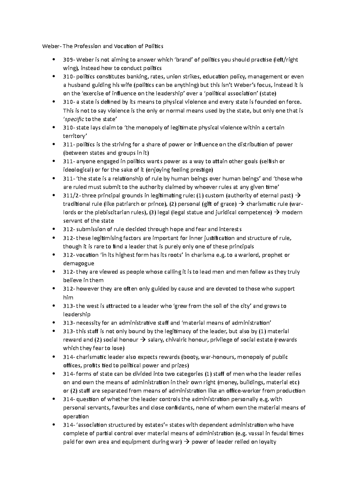 Weber- The Profession and Vocation of Politics - This is not to say ...