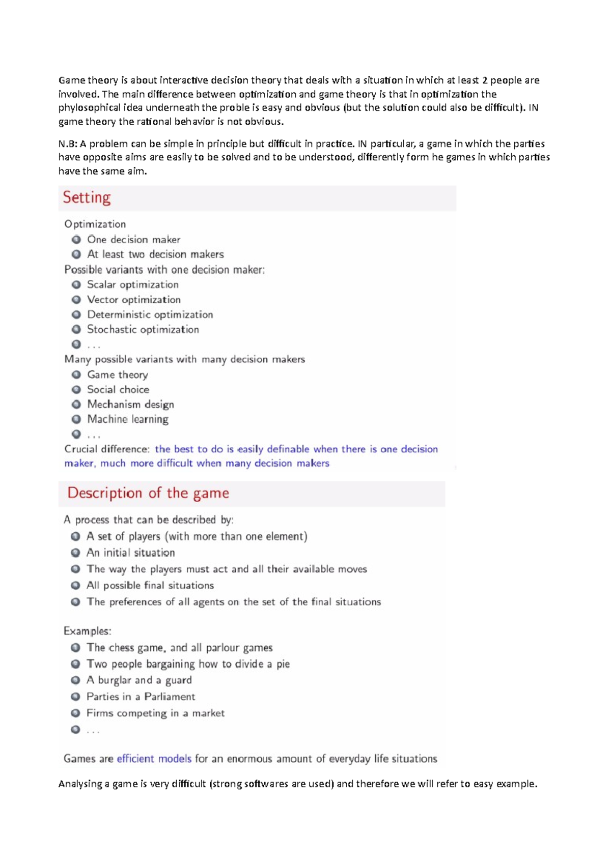 Chapter 1: Games in strategic form - Game theory is about interactive ...
