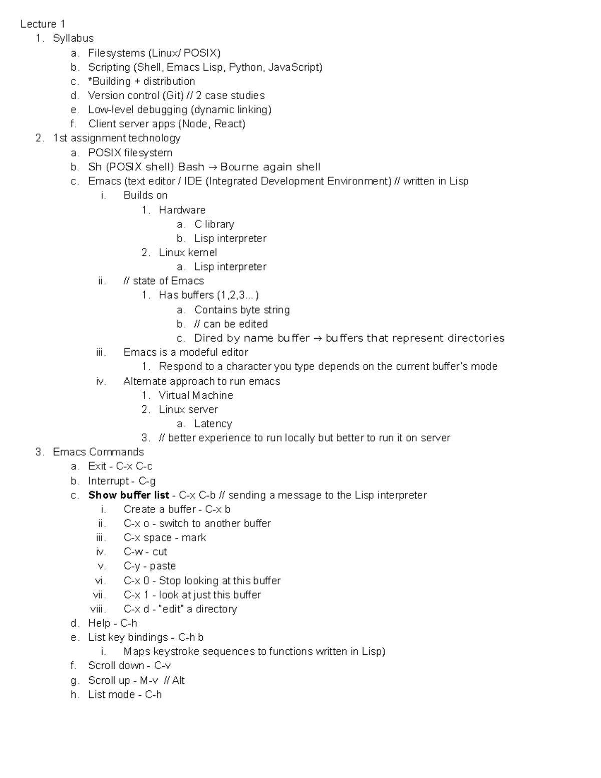 Cs35l Notes Week1 2 Lecture 1 1 Syllabus A Filesystems Linux Posix B Scripting Shell