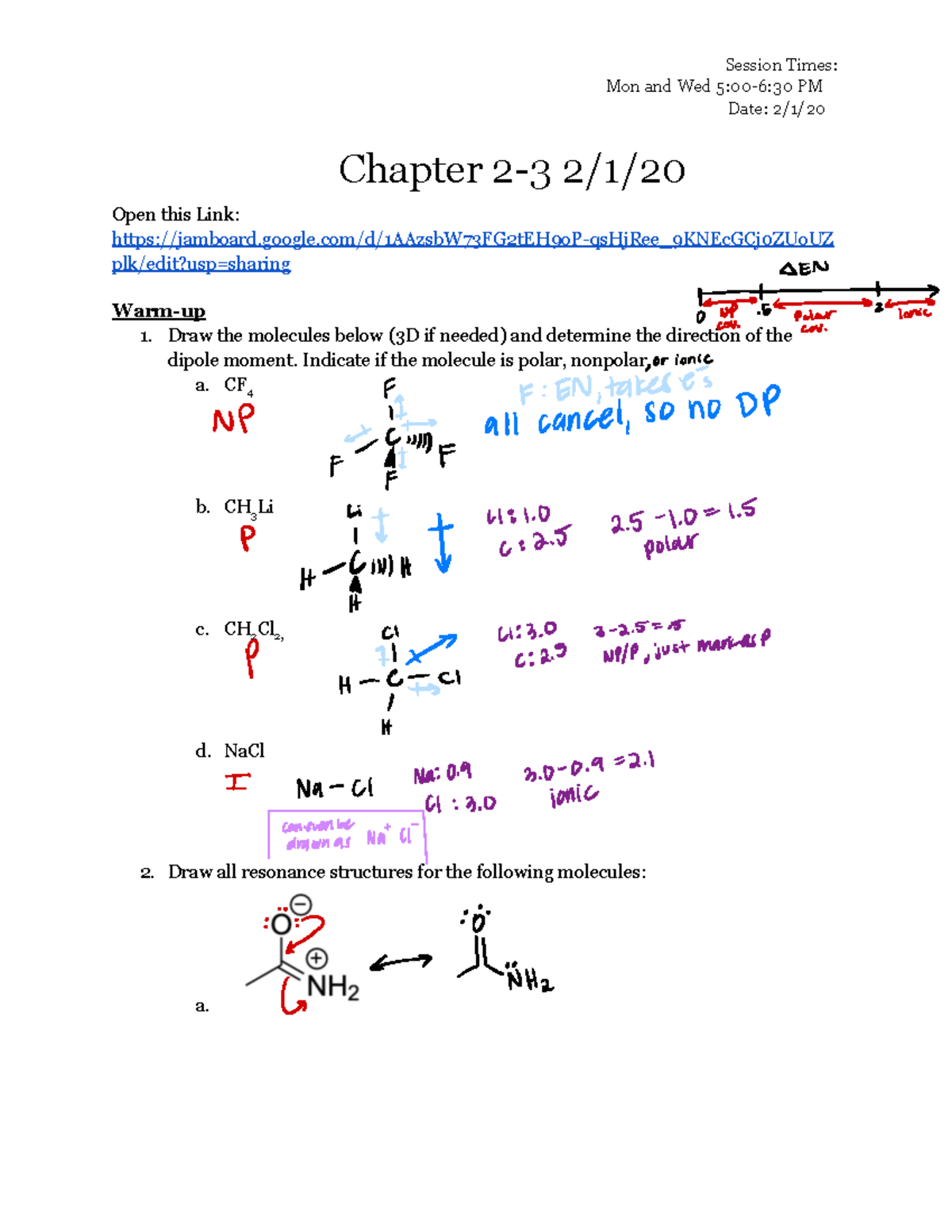Organic chemistry 1 Key 3. Chapter 2-3 2-1-20 - CHEM 227 SI - Dr ...