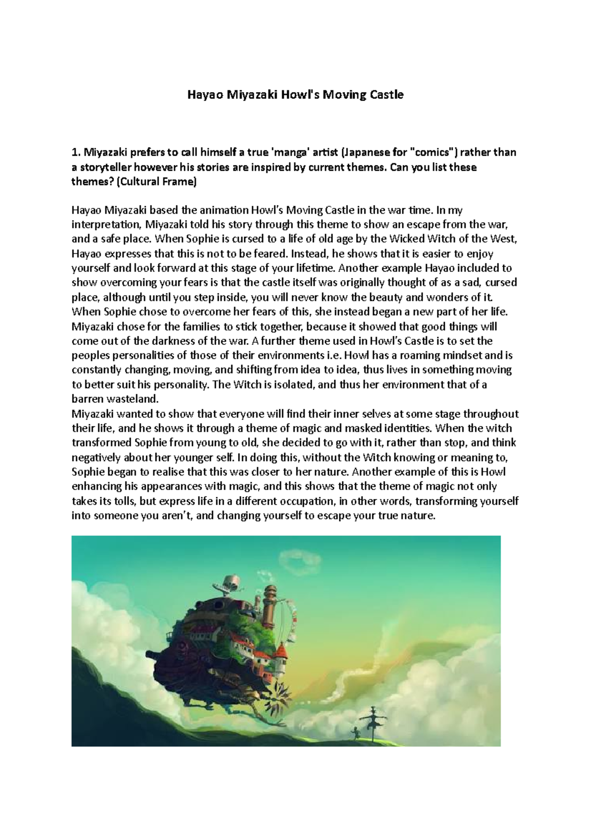 Hayao Miyazaki Howl's Moving Castle - Hayao Miyazaki Howl's Moving ...