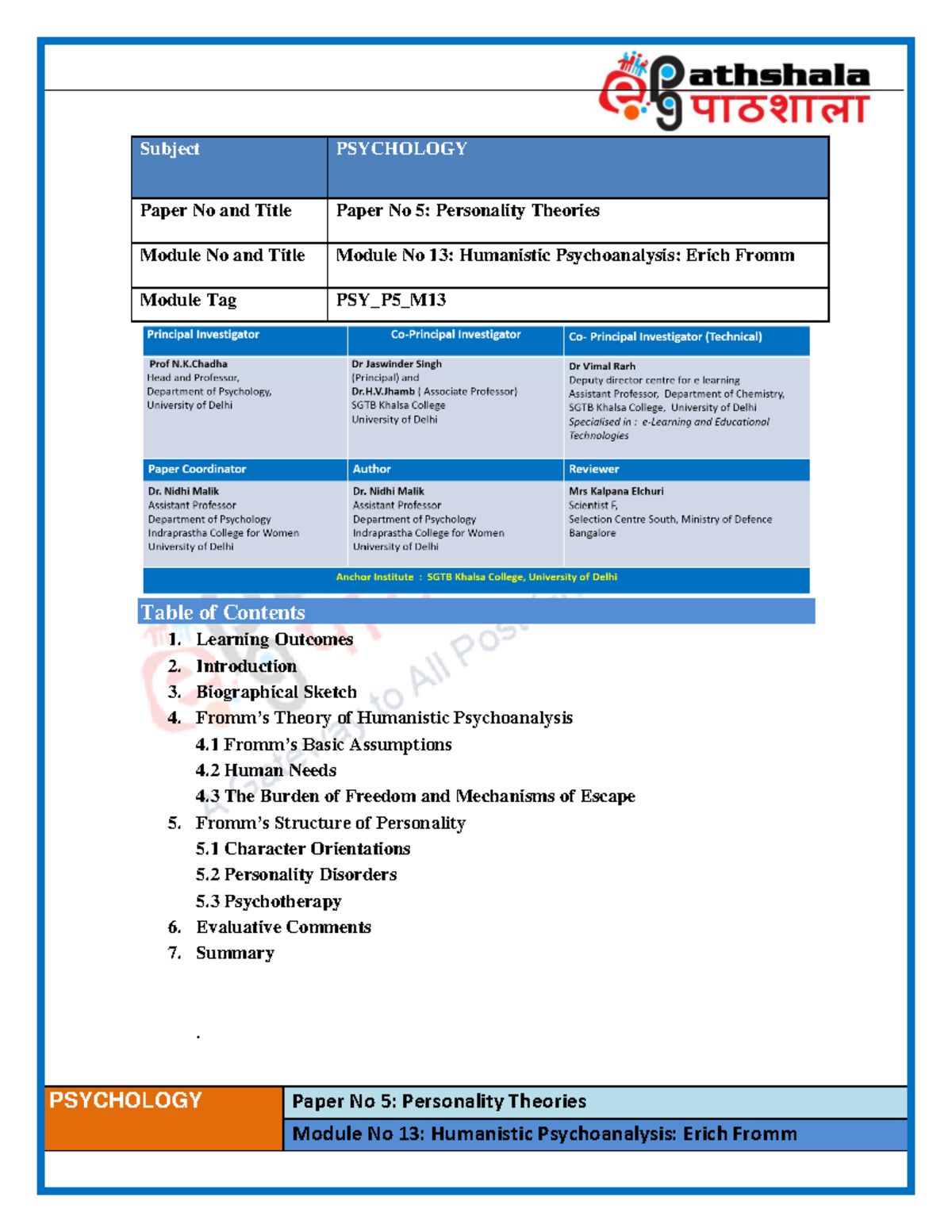 1566280314 PSY P5 M13 e-Text - PSYCHOLOGY Paper No 5: Personality ...