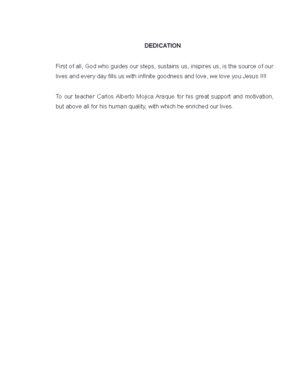 Inf 14 - Inf 14 - DEDICATION First of all, God who guides our steps ...