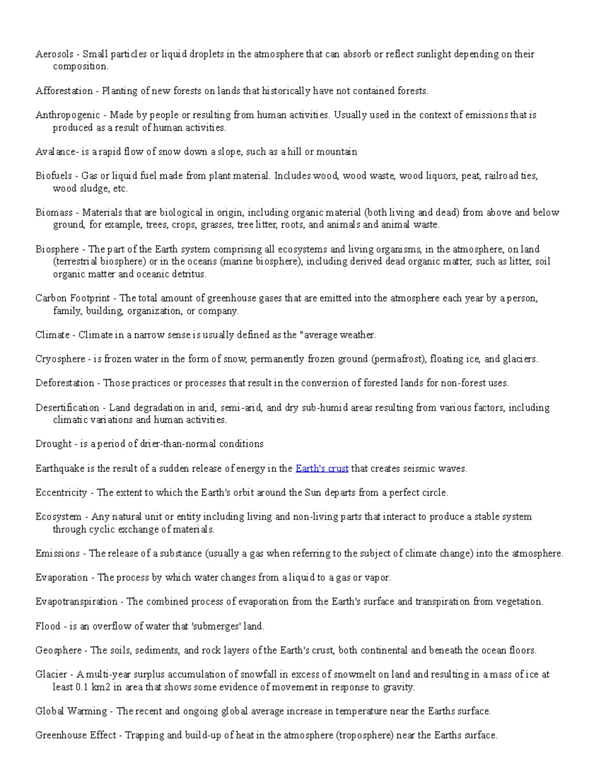 Glossary - Lecture - Aerosols - Small particles or liquid droplets in ...