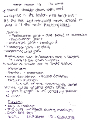 Lecture 10 - Kinesiology notes - Human Motit Elbow complex *Review ...