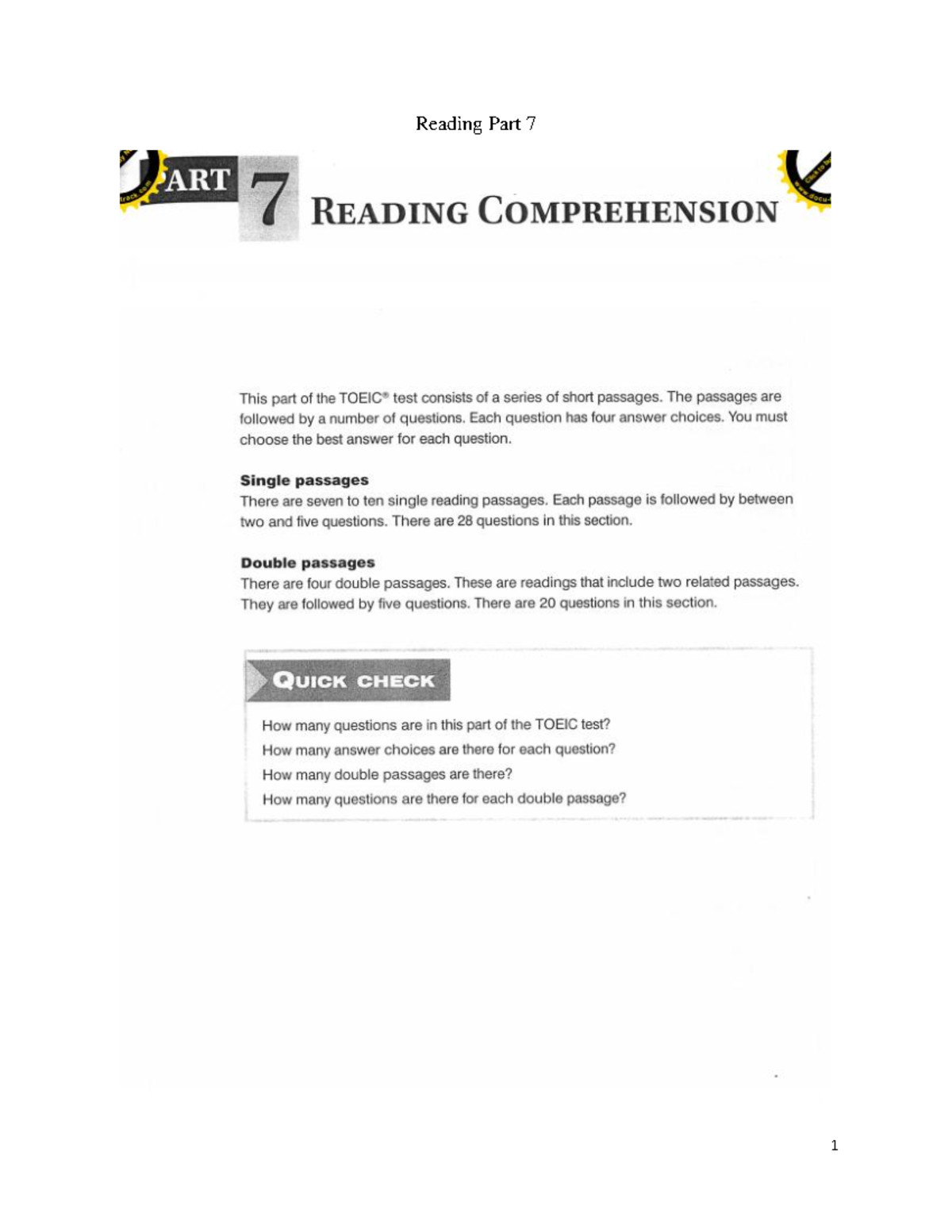 Reading Part 7 FOR TOEIC - Anh văn 4 - Reading Part Ms. Gillingham is ...
