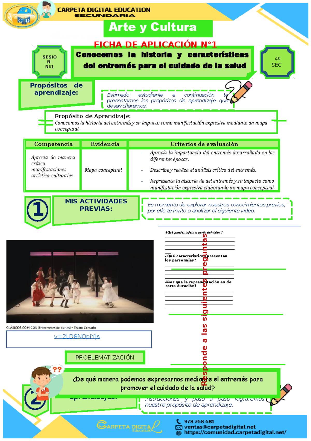 4° Ficha DE Aplicación- Sesión 1-SEM.1-EXP.2-ARTE Y Cultura - Competencia Evidencia Criterios de ...