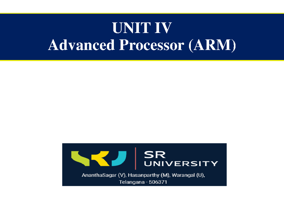 Unit IV ARM - arm - UNIT Advanced Proc UNIT IV rocessor (ARM ...
