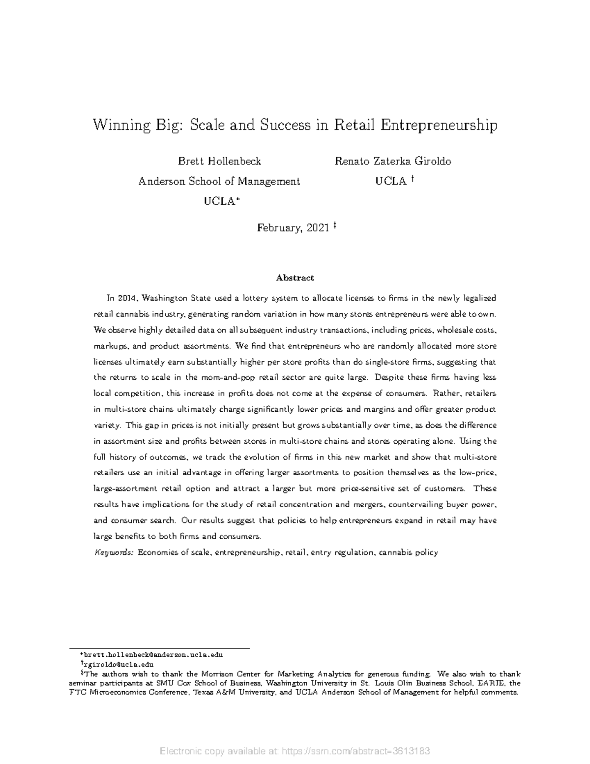 SSRN-id3613183 - N/a - Winning Big: Scale and Success in Retail ...