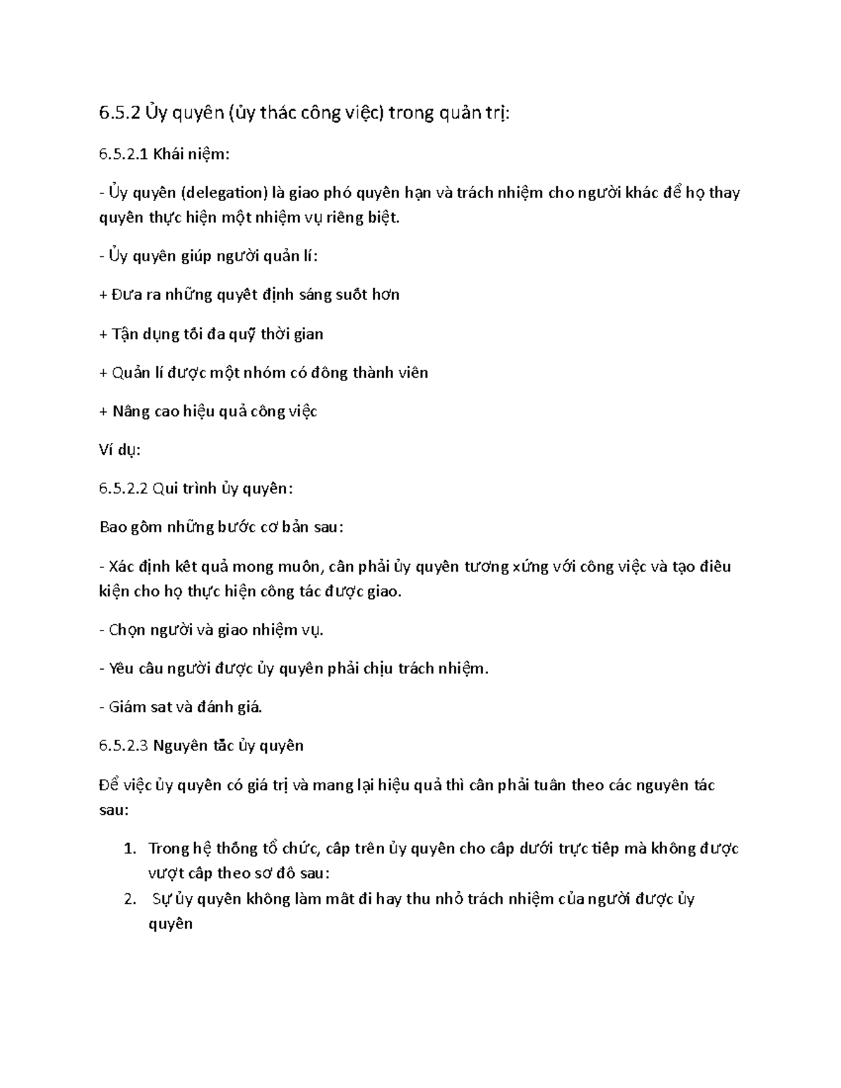 Mục-6.5.2 - qth - 6.5 Ủy quyềền ( y thác công vi c) trong qu n tr : ủ ệ ả ị 6.5.2 Khái ni m:ệ Ủy ...