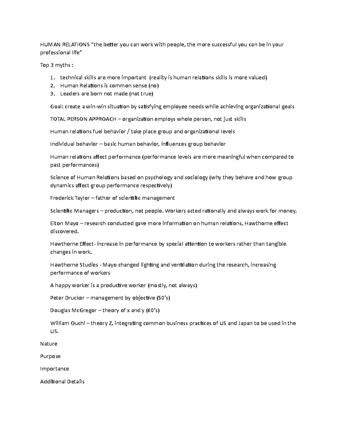 Human Relations notes - HUMAN RELATIONS “the better you can work with ...