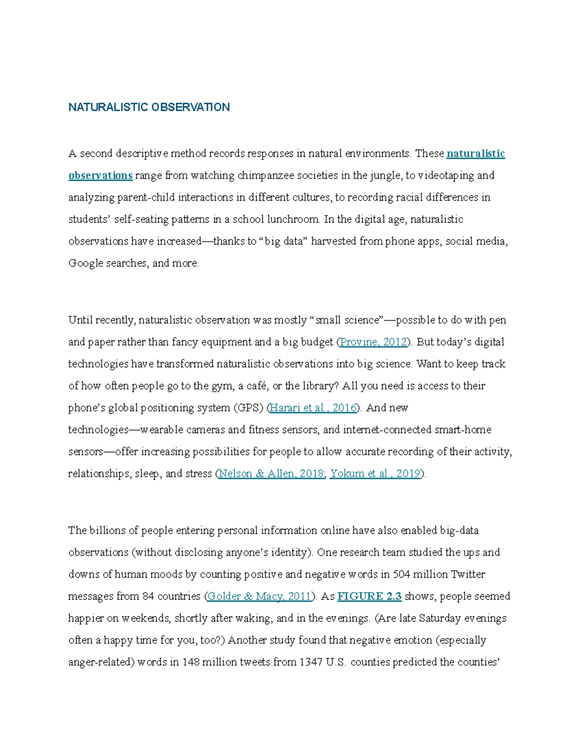 Naturalistic Observation - NATURALISTIC OBSERVATION A second ...