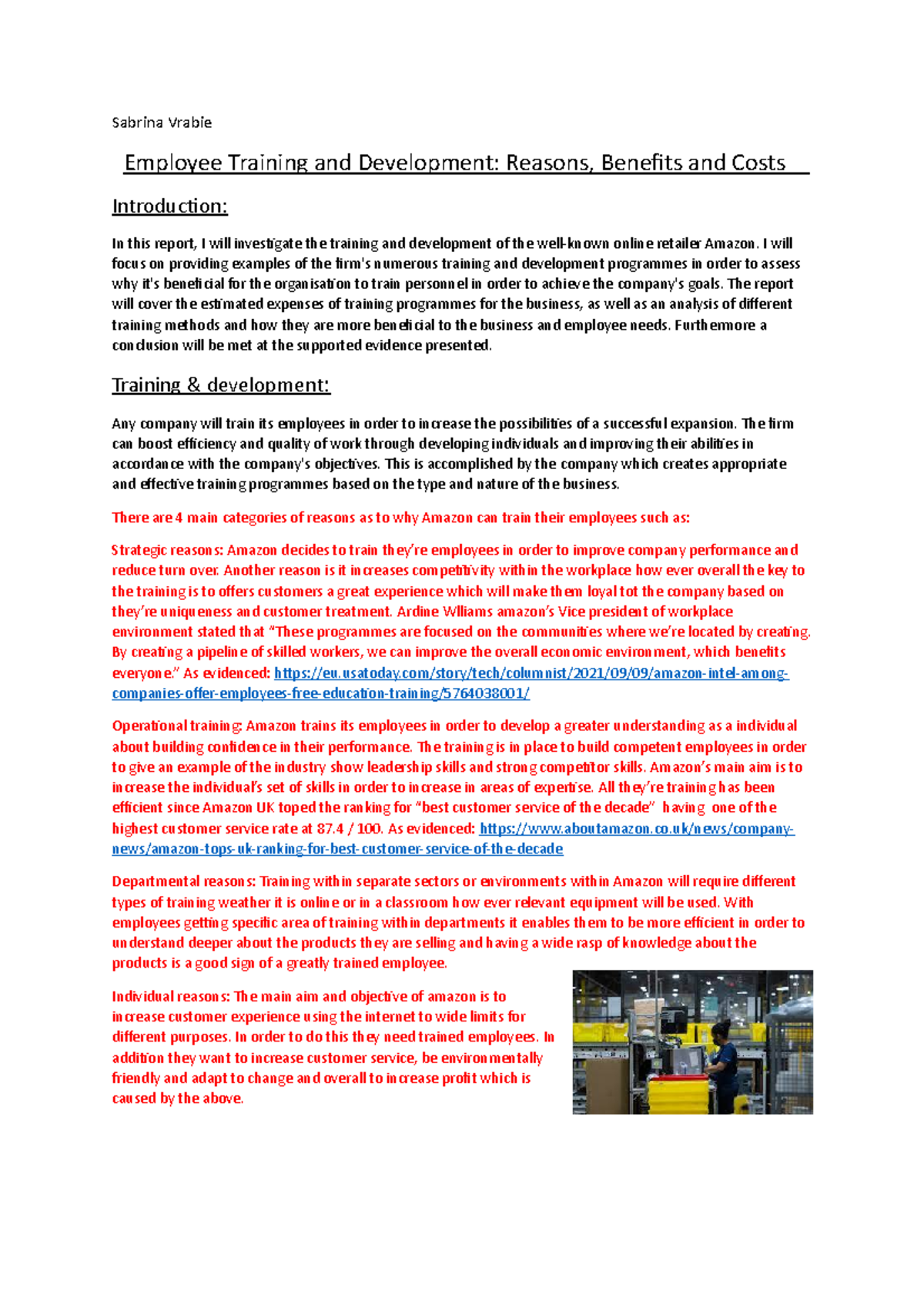 Unit21 Assignment 1 - Sabrina Vrabie Employee Training and Development ...