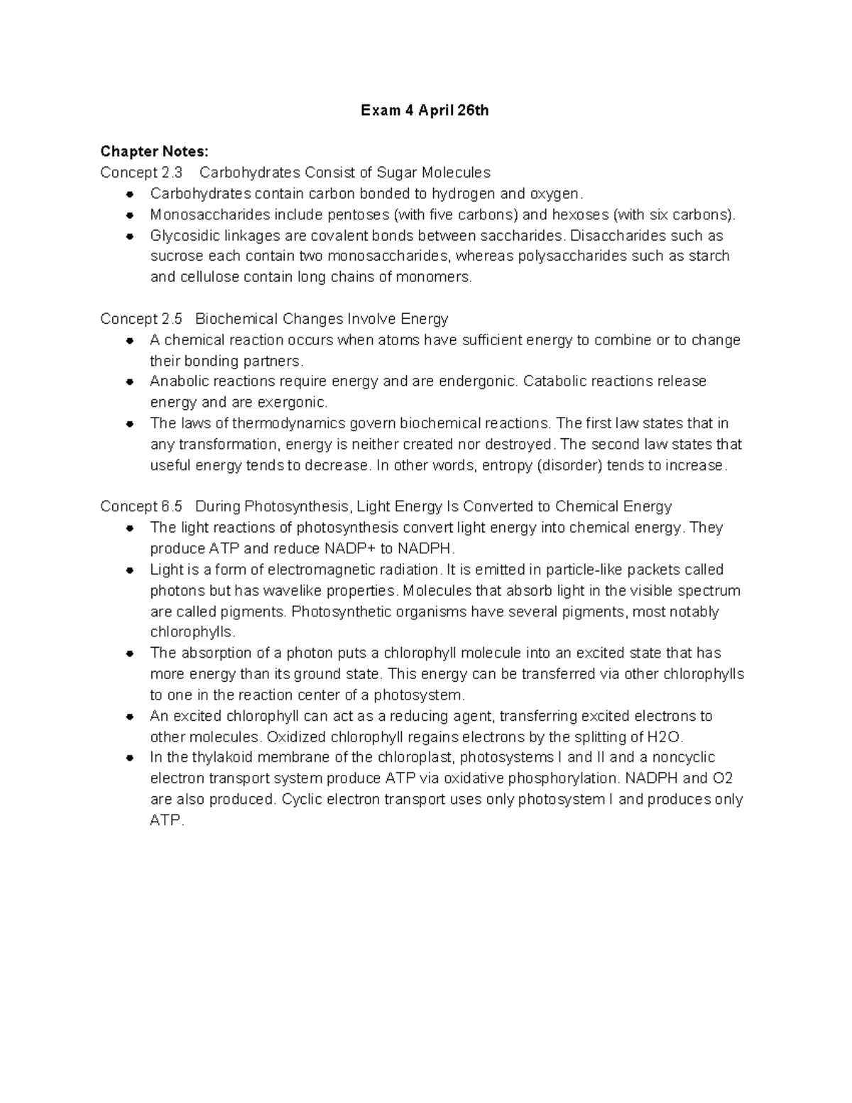 Exam 4 Bio 1107 - Summary Principles of Life - Exam 4 April 26th ...