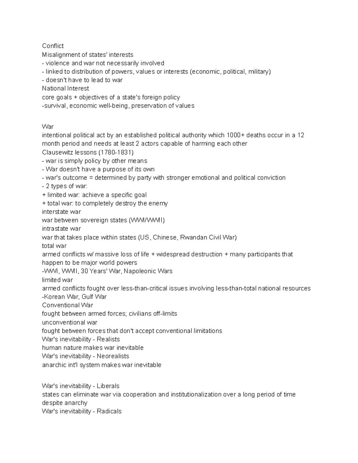 Conflict 22 - study guide for the second test - Conflict Misalignment ...