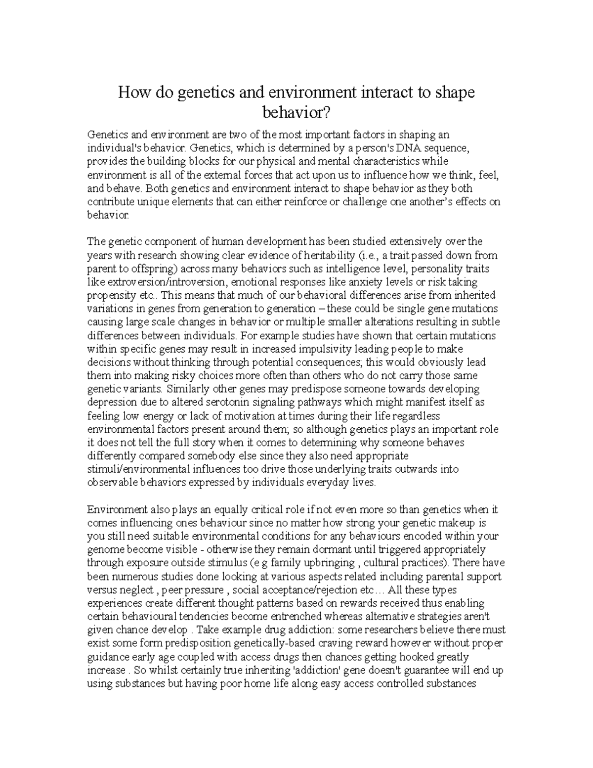 Intro To Psychology How Do Genetics And Environment Interact To Shape intro-to-psychology-how-do-genetics-and-environment-interact-to-shape