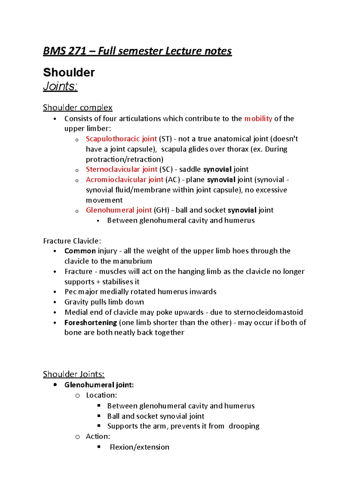 BMS 271 - Full semester Lecture notes - BMS 271 – Full semester Lecture ...