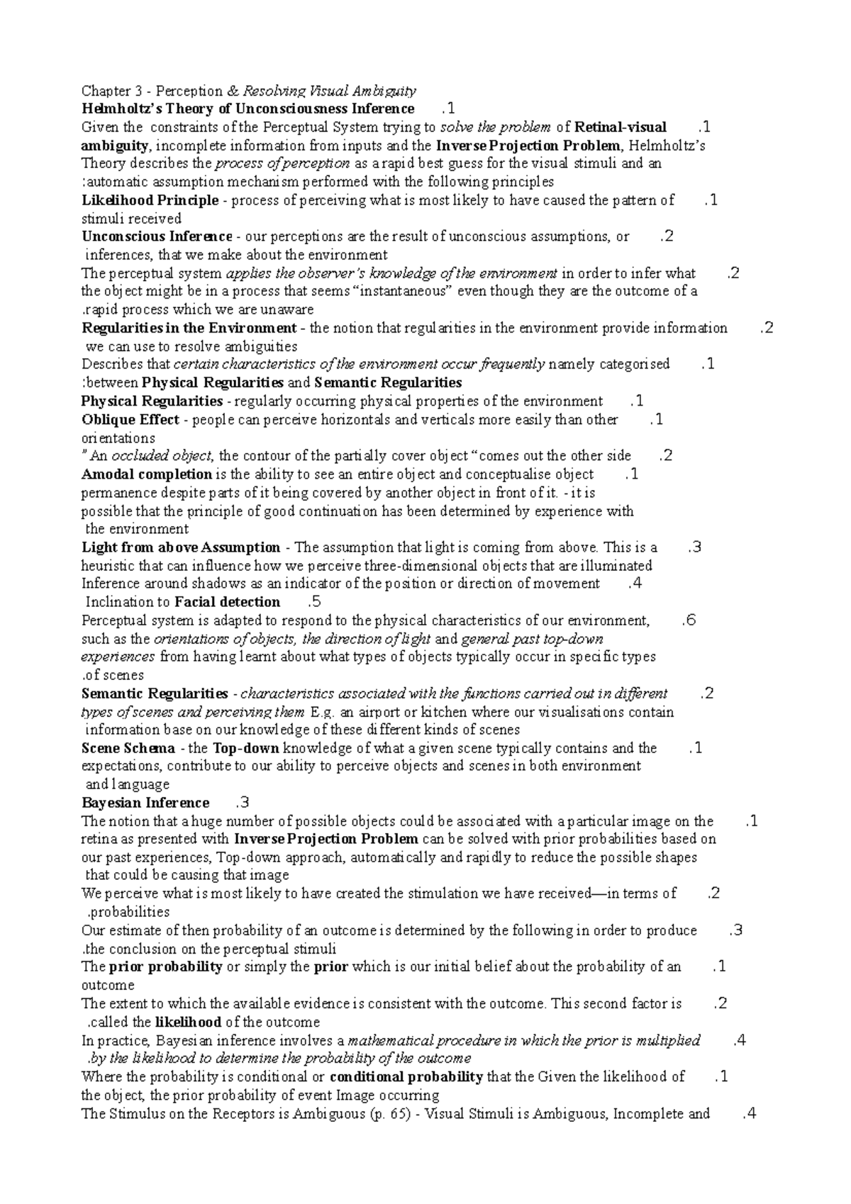 Intro Cog Psy Quiz 1 - Notes (Chpt 3) - Chapter 3 - Perception ...