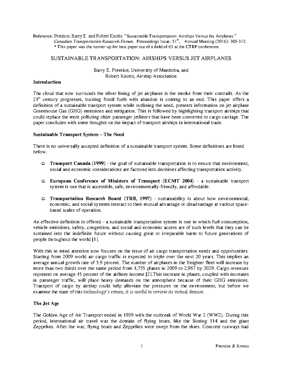 CTRF16 Airships versus Jets final - Reference: Prentice, Barry E. and ...