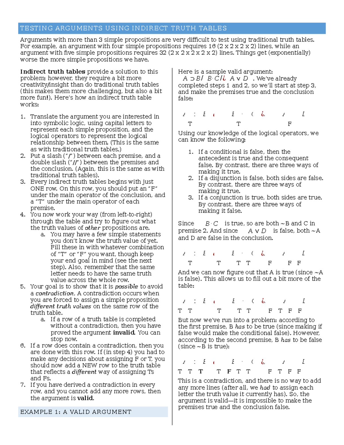 Logic D5 Ind TT (6-5) - Grade A+ - TESTING ARGUMENTS USING INDIRECT ...