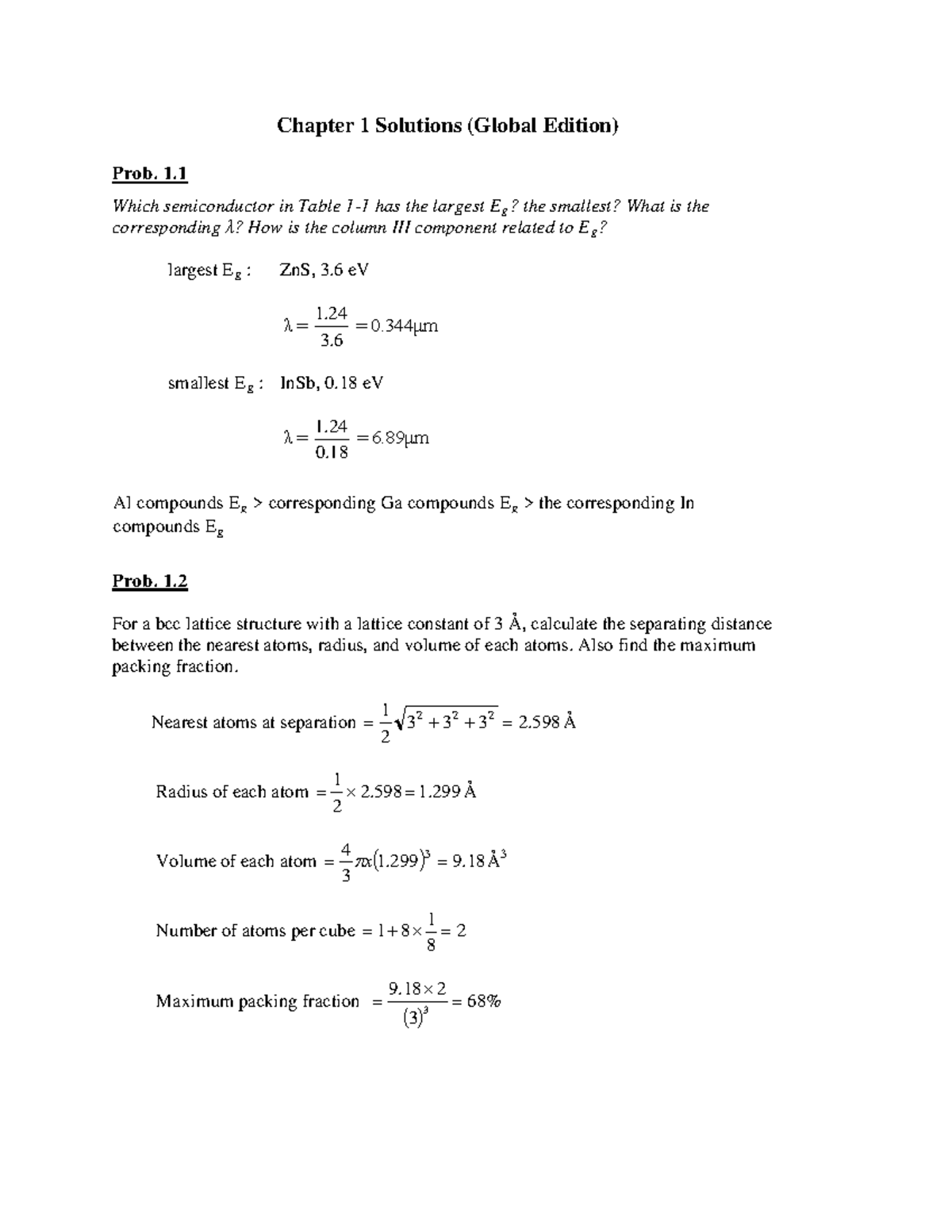 physics electronic Chapter 1 solution - Chapter 1 Solutions (Global ...