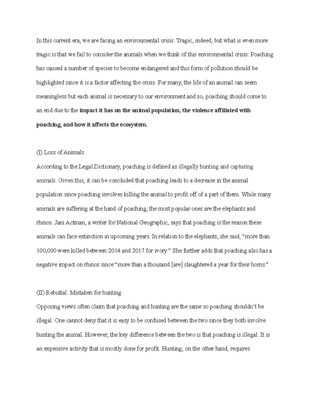 Call to Action for Poaching - In this current era, we are facing an ...