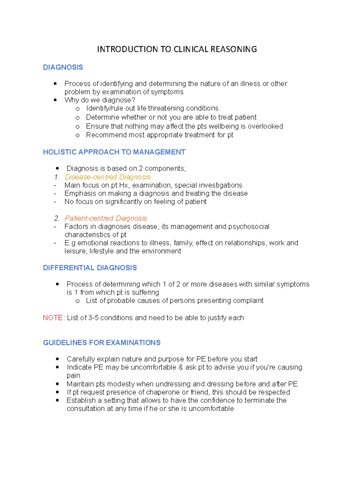 Introduction TO Clinical Reasoning - INTRODUCTION TO CLINICAL REASONING ...