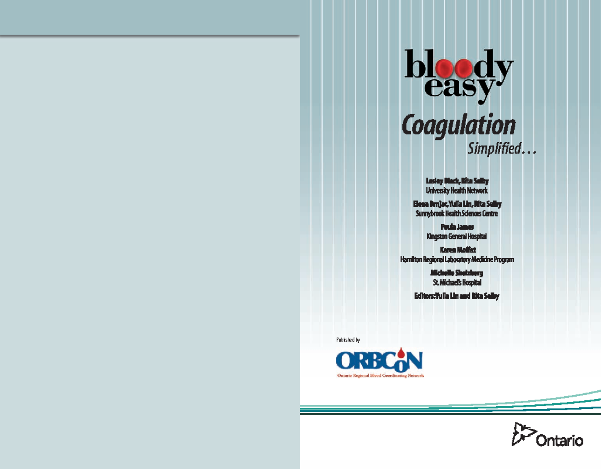 Bloody Easy-Coagulation - Coagulation Simplified... Published by ...