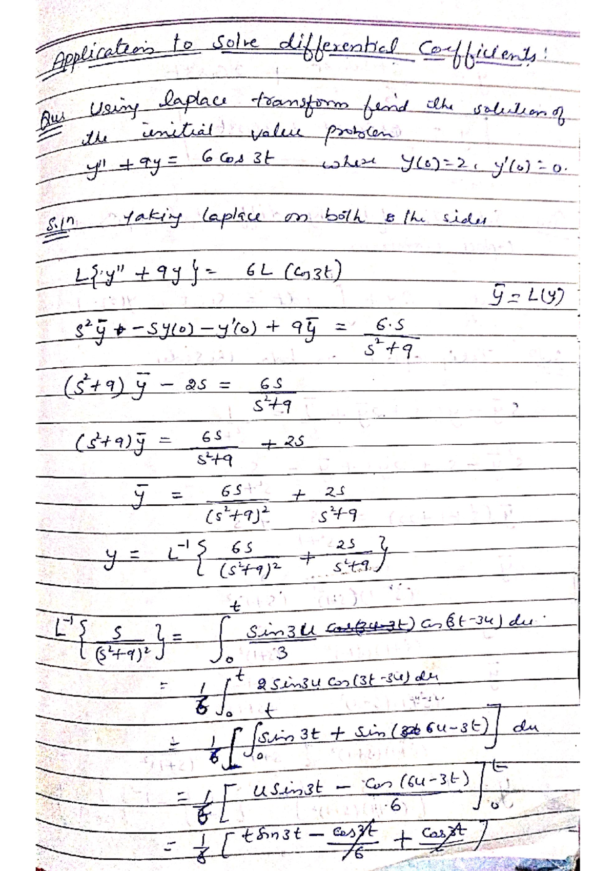 Application of Laplace transform - Applied Mathematics II - Studocu