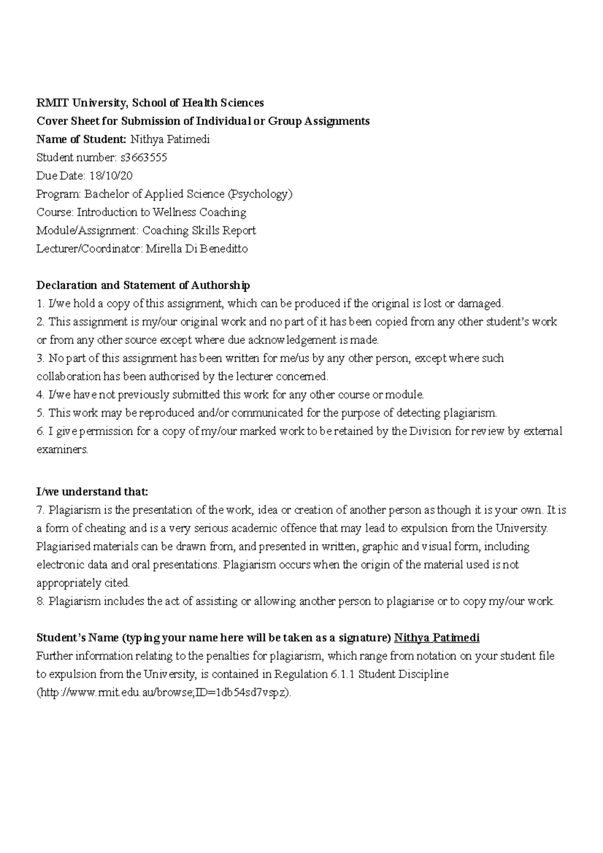 Report Patimedi PUBH1375 - RMIT University, School of Health Sciences ...