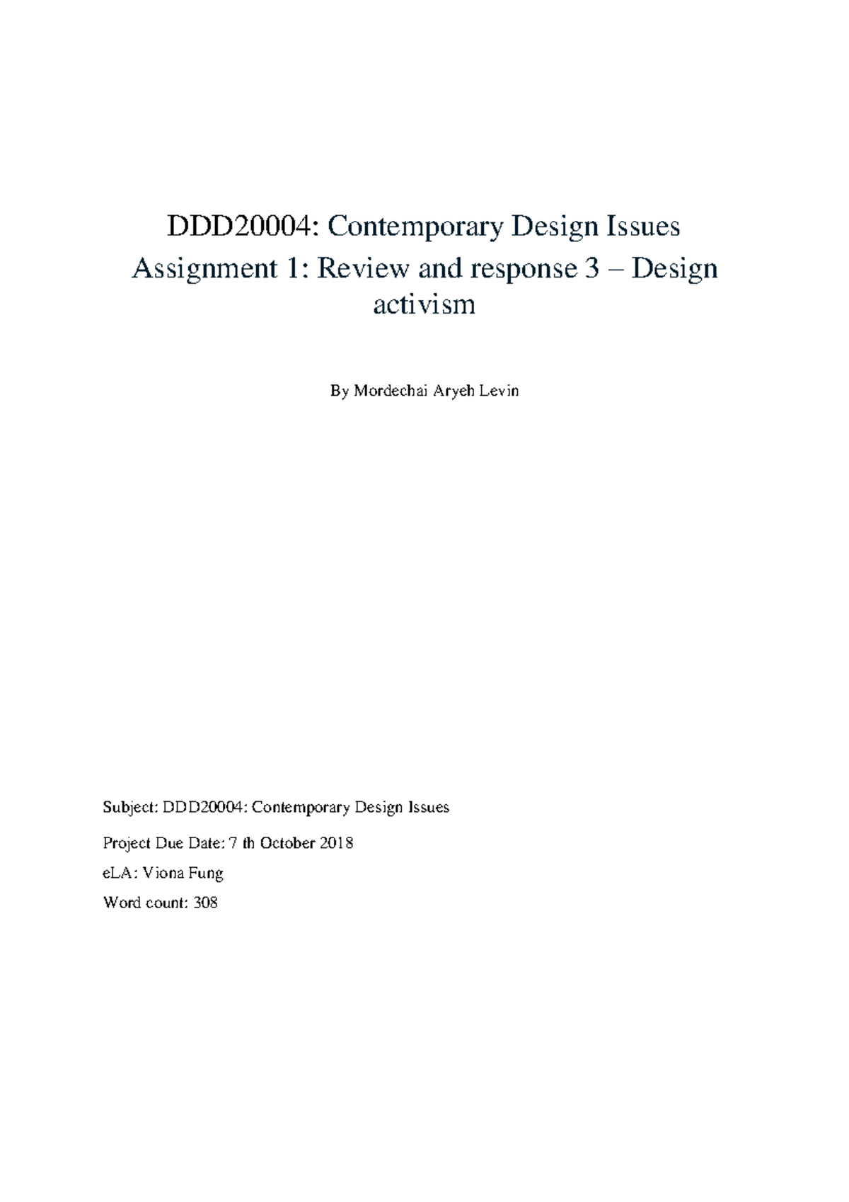 Design 5 - Final Version - DDD20004: Contemporary Design Issues ...