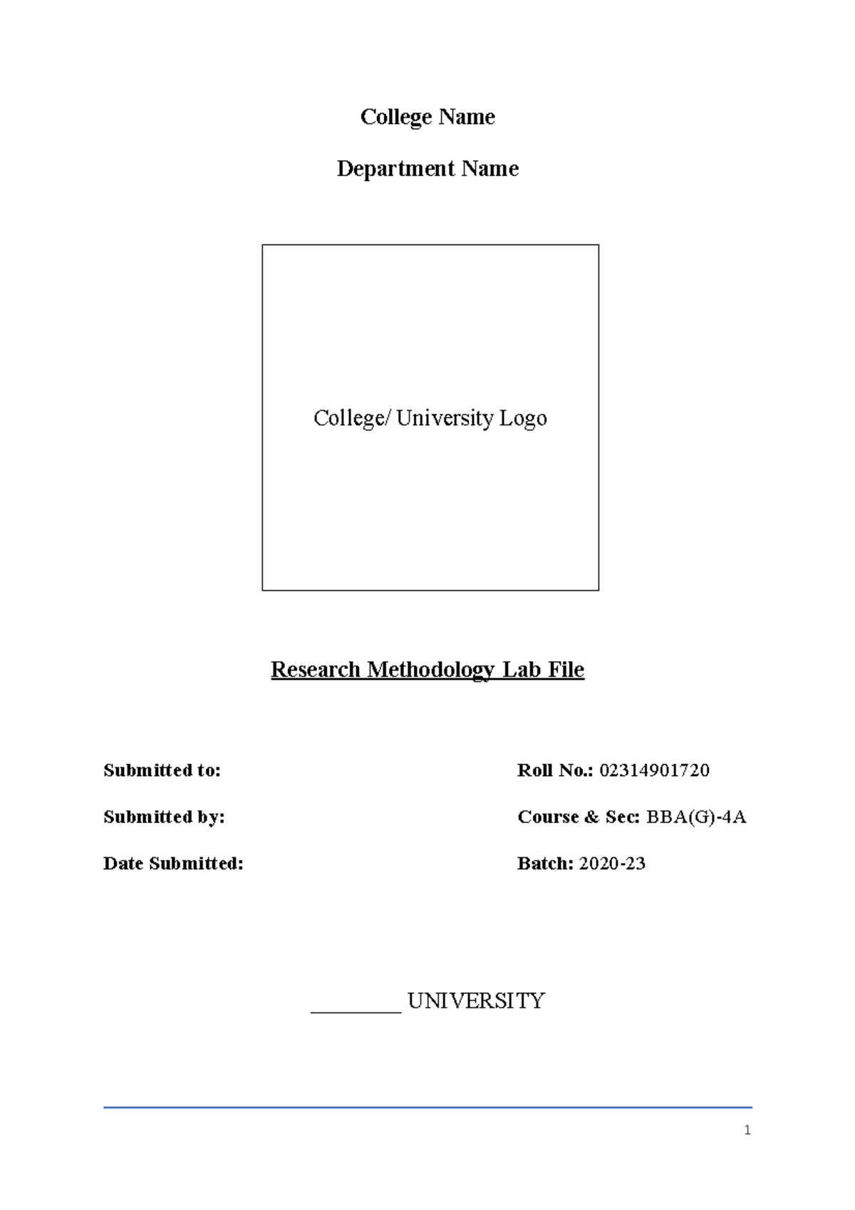 Research Methodology Lab File (Prepared using SPSS) - College Name ...