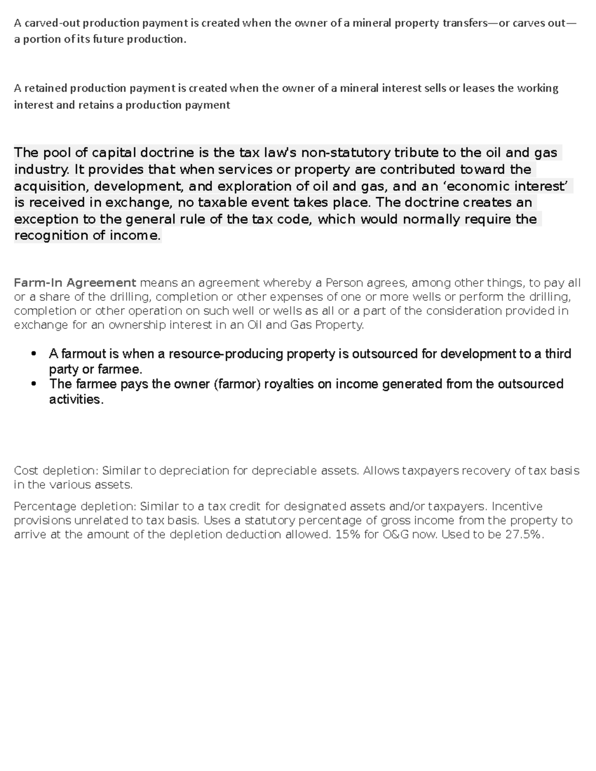 Rule Outline - Denney Wright - A carved-out production payment is ...