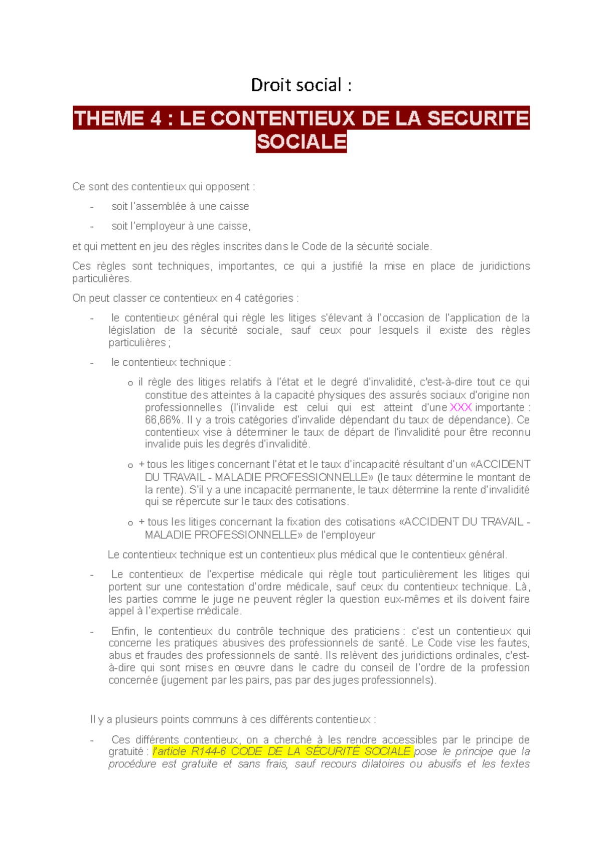 Droit socia 4 - Droit social : THEME 4 : LE CONTENTIEUX DE LA SECURITE SOCIALE Ce sont des - Studocu