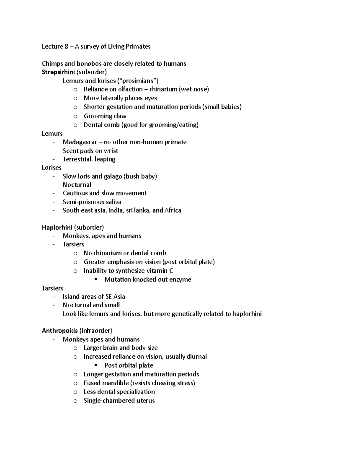 Primate Taxonomy - Lecture 8 – A survey of Living Primates Chimps and ...