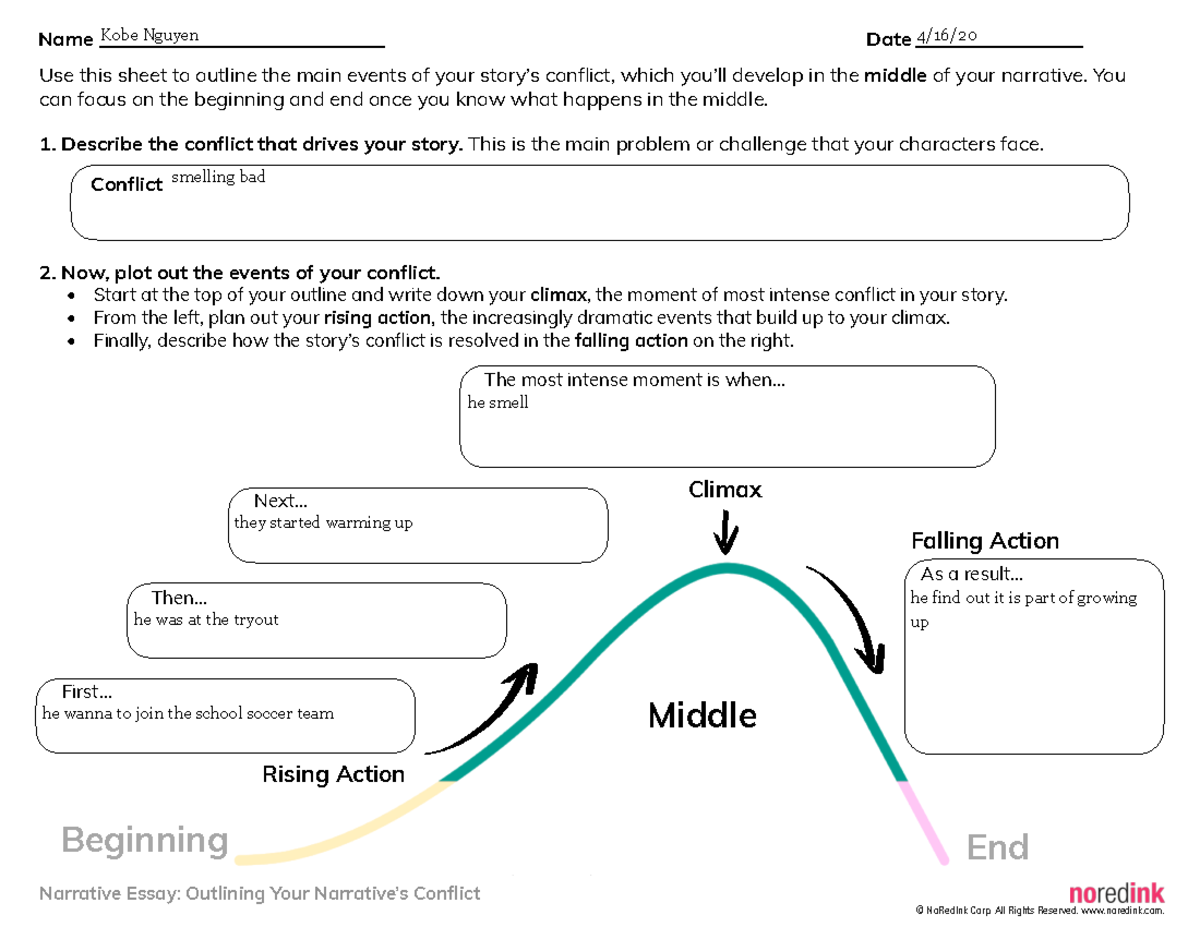 Narrative+Essay Prewriting Outlining+Conflict - Name Date Narrative ...